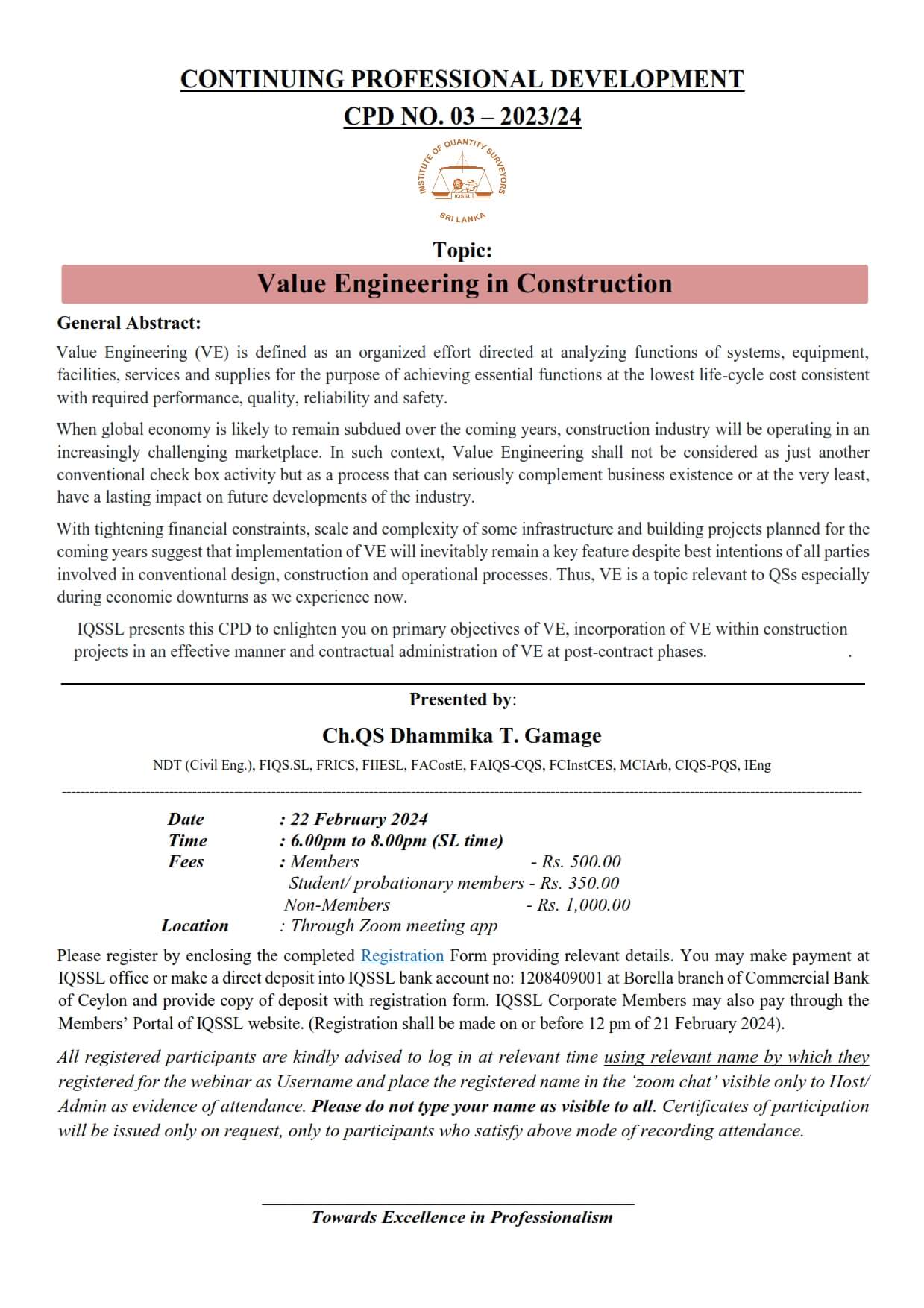 IQSSL - Institute of Quantity Surveyors Sri Lanka - Official Website