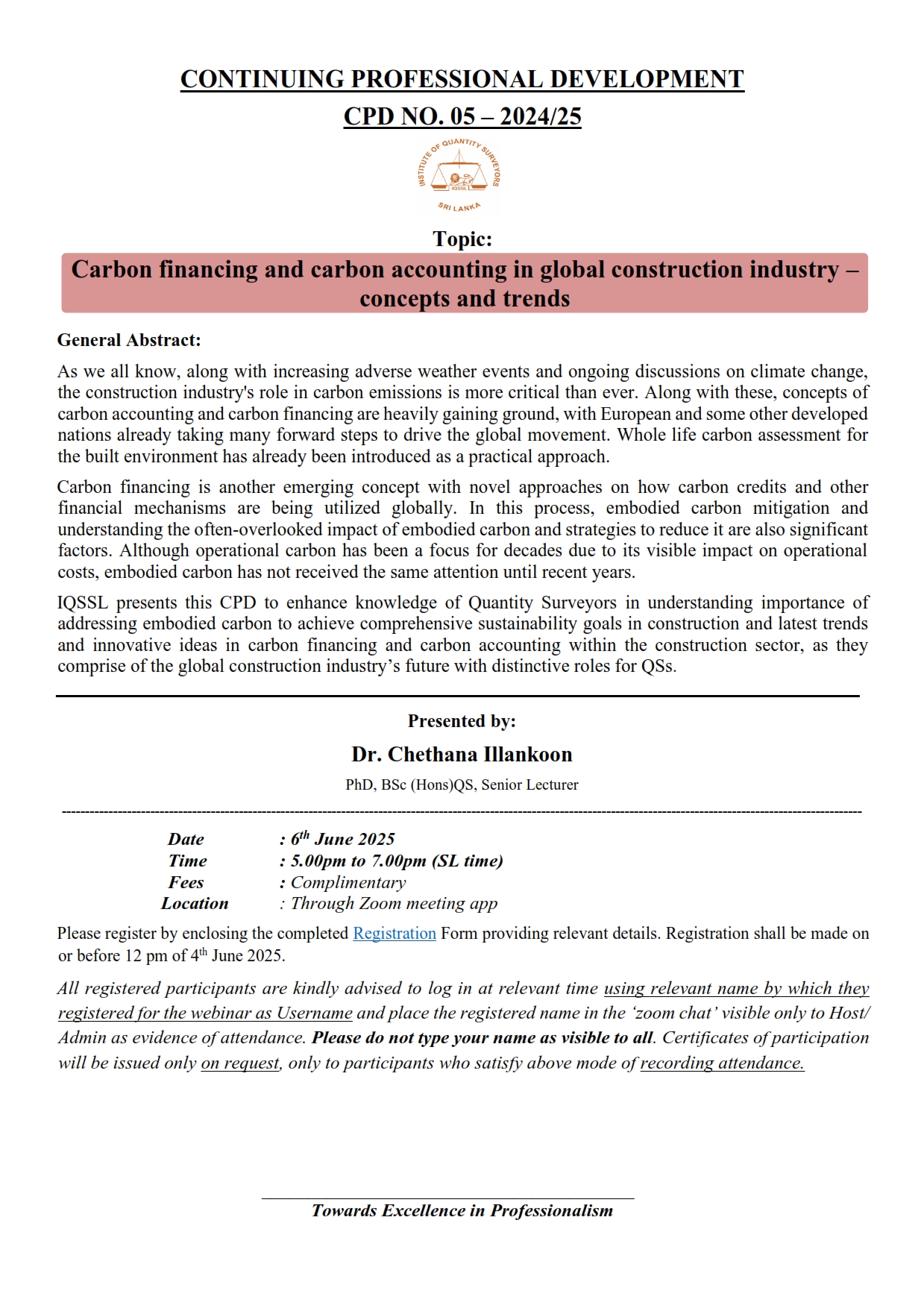 Event Page of IQSSL - Institute of Quantity Surveyors Sri Lanka ...