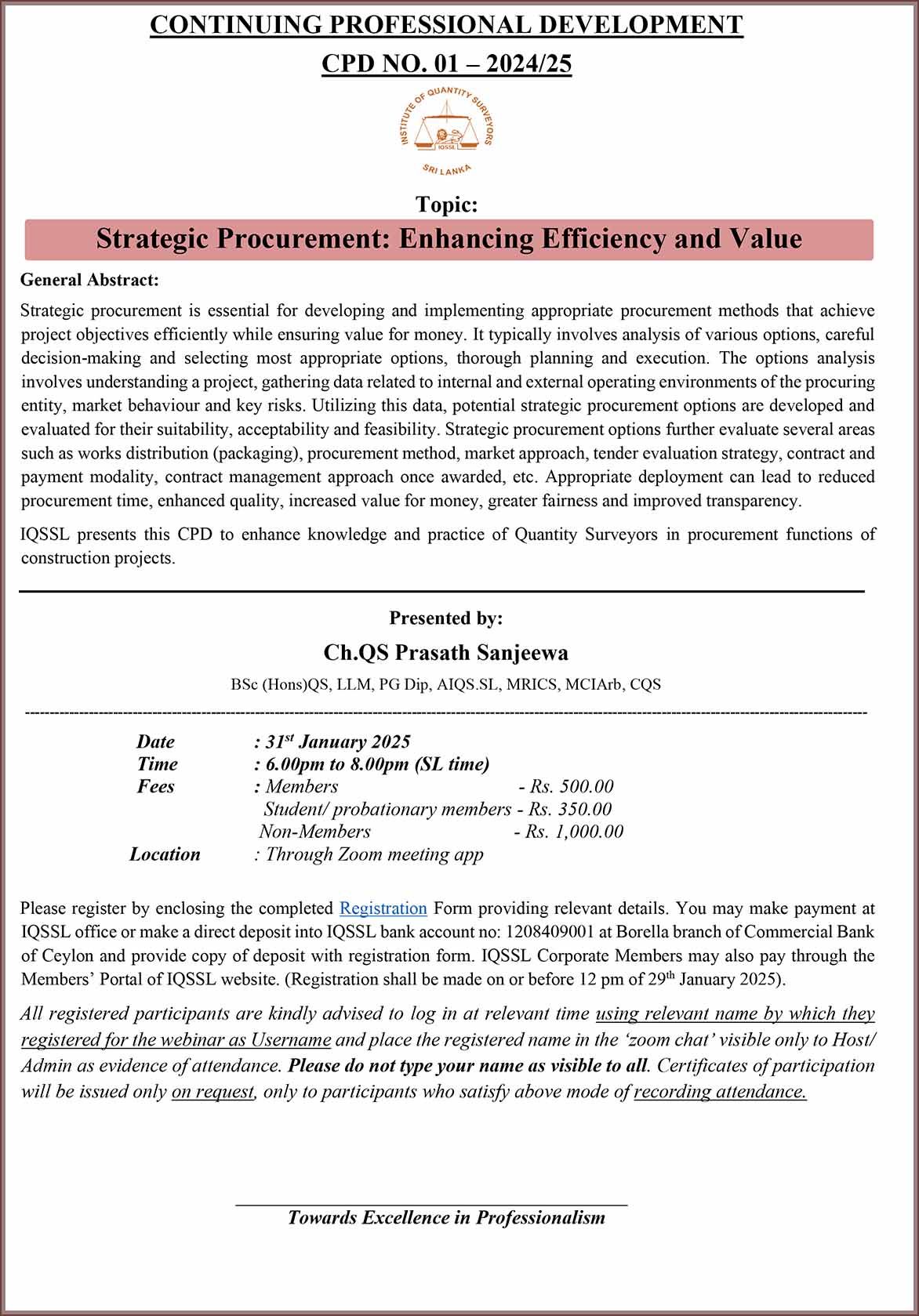 IQSSL - Institute of Quantity Surveyors Sri Lanka - Official Website