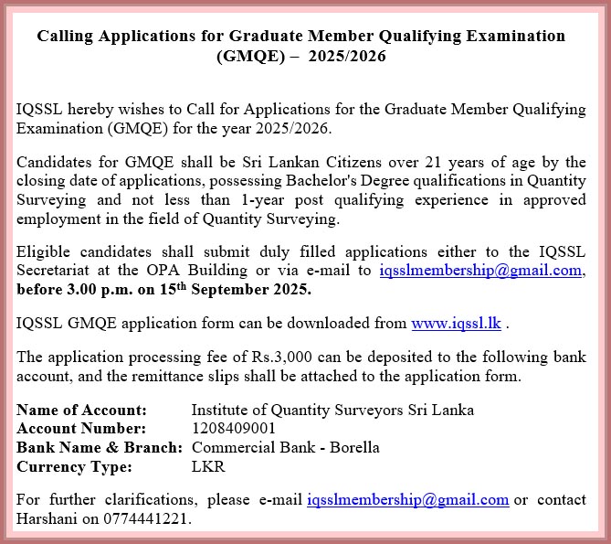 IQSSL - Institute of Quantity Surveyors Sri Lanka - Official Website